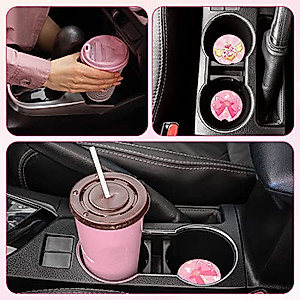4Pcs Anime Moon Cat Car Coasters with Finger Notch Aesthetic Moon Cat Shaped Absorbent Ceramics Heat Resistant Anti Slip Cork Base Car Drinks Coasters Auto Accessories for College Back to School Gifts