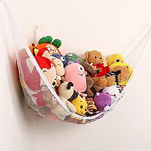 Gulisanto Stuffed Animal Net Hammock, 2 Pack, 67'' Kids Room Organizers Storage ideas for Plush Toys, Corner Wall Hanging Mesh Net for Babies Nursery