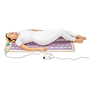 Healthyline Advanced Infrared Heating Pad - Amethyst, Tourmaline and Jade Gemstones - Heated Mat with LED Red Lights, Negative Ions and Hot Crushed Stones (Full Pro 74" x 28")