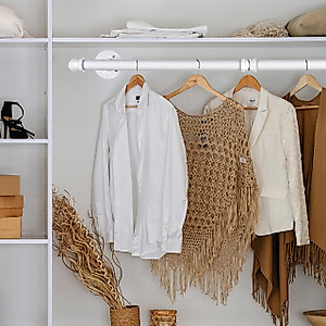 AddGrace 2 Pack Clothes Rack White Wall Mounted Industrial Pipe Clothing Rack for Hanging Clothes Multi-Purpose Garment Bar for Wardrobe and Laundry Room