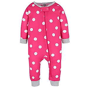 Onesies Brand Baby Girl's 3-Pack Snug Fit One-Piece Cotton Pajamas, Dots & Kitties, 6 Months