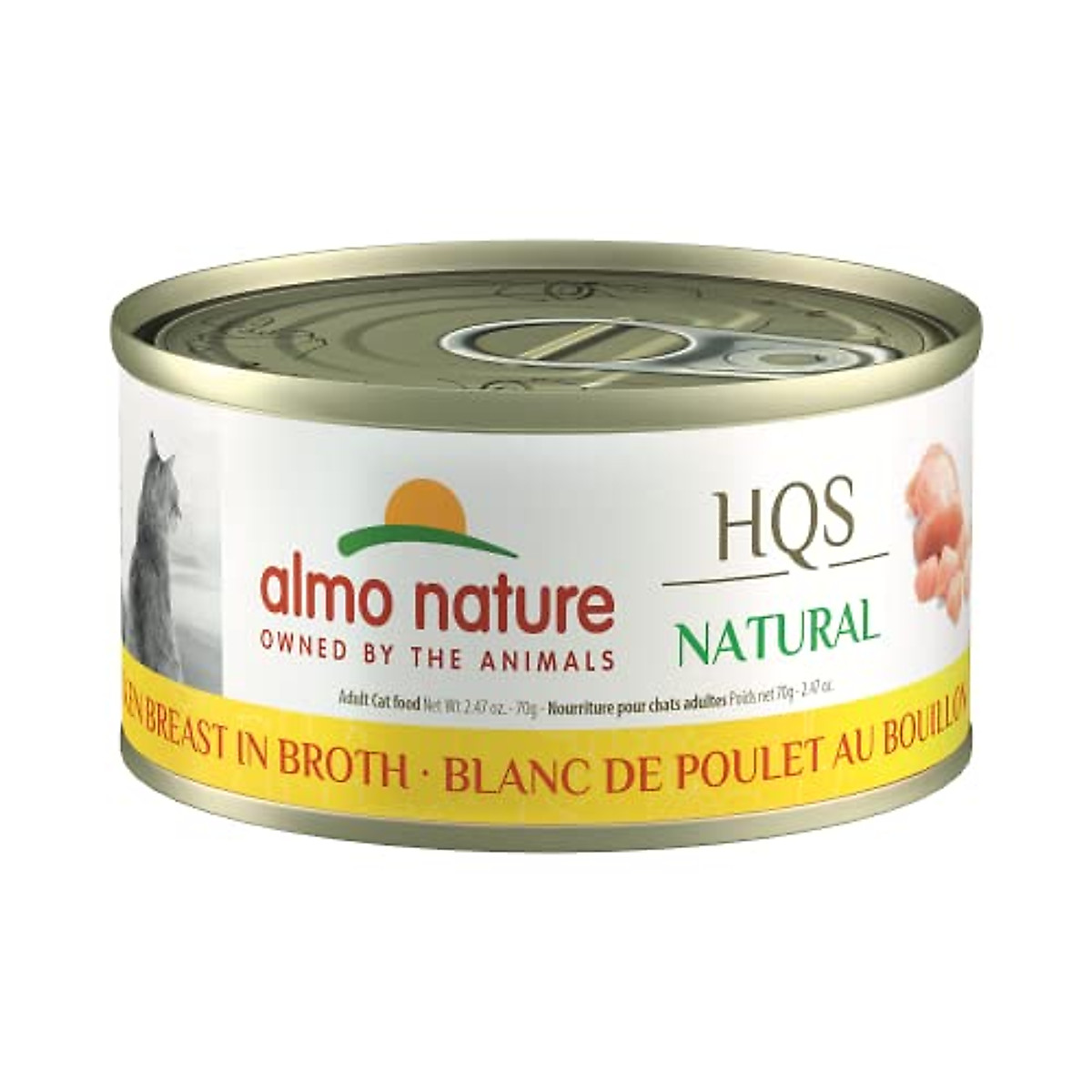 Almo nature HQS Natural - Chicken Breast in Broth Grain Free Wet Canned Cat Food (24 Pack of 2.47 oz/70g Cans)
