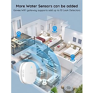 Govee WiFi Water Sensor 3 Pack, 100dB Adjustable Alarm Bundle with Govee Water Detector, 100dB Adjustable Audio Alarm Sensor