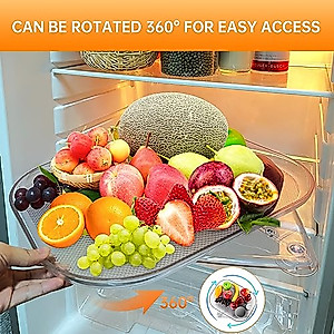 Square Lazy Susan for Refrigerator,Countertop Condiment Storage Rack Turntable Organizer for Rectangular Long & Oblong Tables,Household Rotating Rack for Kitchen, Bedroom (13.78" 10.24")