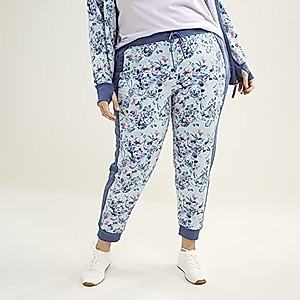 Vera Bradley Women's Active French Terry Color-blocked Jogger Pants With Pockets (Extended Size Range), Fresh-Cut Bouquet, XXXLarge