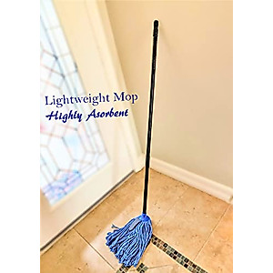 Screw Mop Head Replacement Cotton String Mops for Floor Cleaning Traditional Deck Refill Blue Removable Professional