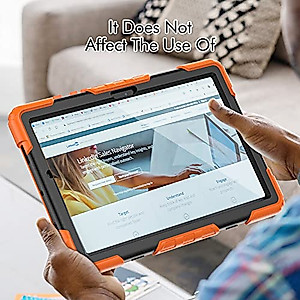 Case for Samsung Galaxy Tab A8 10.5 Inch 2022 Protective Shockproof Tablet Cover with Kickstand Hand/Shoulder Strap Pencil Holder for Samsung Galaxy SM-X200 SM-X205 (Orange)