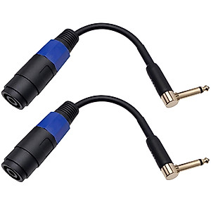 CESS-144 Speakon Female Connector to 1/4" Male TS Speaker Cable - Speak-on Jack to 1/4 TS Plug (Right-Angle Plug)