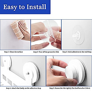 suiwotin Corner Shower Caddy Suction Cup, Vacuum Adhesive Bathroom Shower Shelf, No-Drilling Removable Shower Storage Organizer, Waterproof Shower Basket for Kitchen (White)