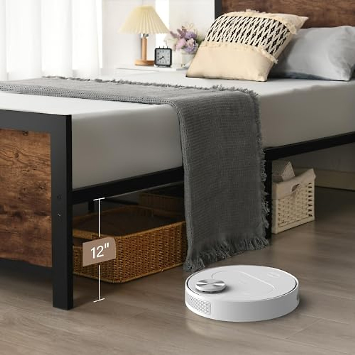 Catrimown Twin Bed Frame with Headboard and Footboard, Rustic Brown Metal Platform Bed Frame, Sturdy Mattress Foundation, Easy Assembly - No Box Spring Required