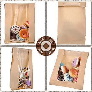 100 Pieces Paper Bread Bag with Window for Homemade Bread Bags Baguette Bags Brown Kraft Loaf Storage Sacks Long French Bread Bags Bread Biscuits Packaging (6.5 x 2 x 18 Inch)