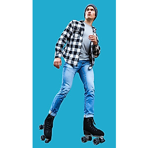 Lenexa Shadow Quad Rink Roller Skates for Indoor/Outdoor | Stylish and Comfortable Quad Skates for Women, Men, Boys and Girls - Unisex | Men's 11, Ladies' 12