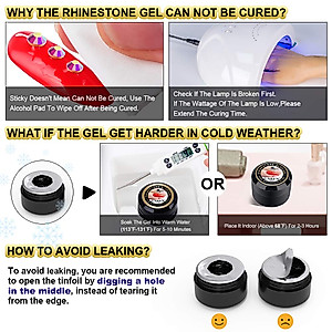 Nail Art 8ml/One Jar of Wipe-Off Rhinestone Glue Gel Adhesive Resin Gem Jewelry Diamond Polish Clear Decoration with Pen Tools (LED Light Cure Needed) Thicker&More Sticky Than Others