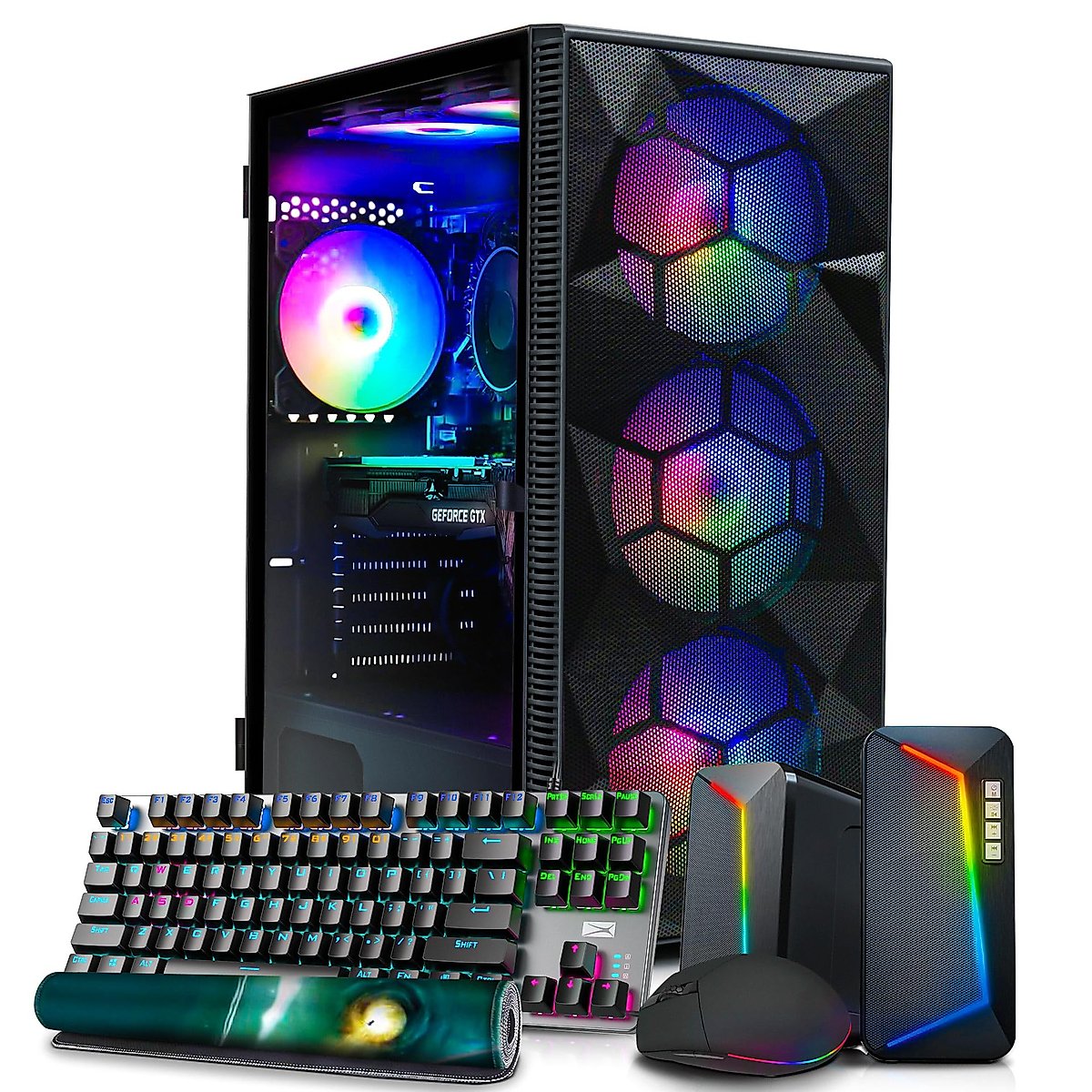 TJJ X3 Gaming Computer PC Desktop - Intel Core i3-12100F (Beat i7-8700), NVIDIA GTX 1660 Super 6GB, 16GB DDR4 3200, 500GB SSD, VR Ready, WiFi 6E, RGB Keyboard & Mouse & Speakers, Win 11 Pro