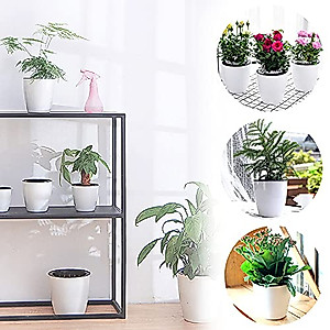 12 PCS Self Watering Plastic Planter,4 Inch Plastic Flower Plant Pot with Inner Pot,Self Watering Planter White Flower Pot for Herbs,Flowers,All House Plants,Succulents