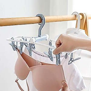 ZACI 2 Pack Clothes Drying Rack,12 Clips Laundry Drying Rack Folding Sock and Underwear Hanger