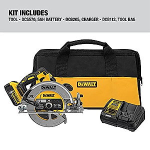 DEWALT 20V MAX* 7-1/4-Inch Cordless Circular Saw with Brake Kit (DCS570P1)