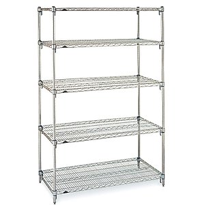 METRO 5A357C Super Adjustable Super Erecta 5-Tier Industrial Wire Shelving Starter Unit, Chrome, 18" x 48" x 74"