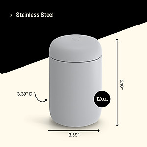 Fellow 12 oz Carter Wide Travel Mug - Wide Mouth Vacuum-Insulated Stainless Steel Coffee Mug - Tea and Coffee Tumbler - Travel Coffee Mug with Ceramic Interior - Matte Grey