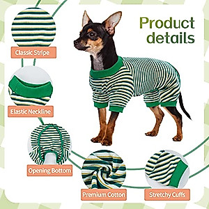 PUMYPOREITY Dog Pajamas, Cute Stripe Pet PJS for Small Medium Dogs, Dog Hair Shedding Cover Onesie, Stretchable Puppy Jumpsuit Dog Apparel Clothes, Soft Short-sleeve Dog Shirts Bodysuit Rompers Outfit