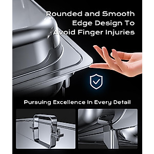 Chafing Dishes for Buffet 4 Pack, [Ultrasonic Mirror Polishing] Chafing Dish Buffet Set 9QT, [Rolled Edge Finger Protection] Buffet Servers and Warmers for Any Party, Wedding, Birthday and Hotel