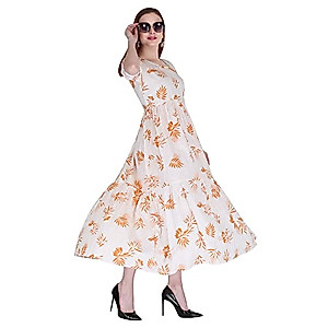 MESMERIICAL Women's Yellow Cotton Printed India Anarkali Kurta (as1, alpha, m, regular, regular)