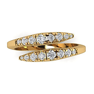 0.44 ct Brilliant Round Cut Clear Simulated Diamond 14k Yellow Gold Wedding Engagement Designer Anniversary Ring Band Sz 8.5