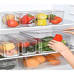 Yustuf 7-pack Stackable Refrigerator Organizer Bins with 3 Liners, Fridge Organizers and Storage Clear Plastic Pantry Organization and Storage Bins with Lids Fruit Vegetable Storage Containers
