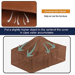 NettyPro Square Patio Table Cover 80 x 80 Inch, Waterproof 600D Heavy Duty Outdoor Furniture Covers for Dining Table and Chair Set, Brown