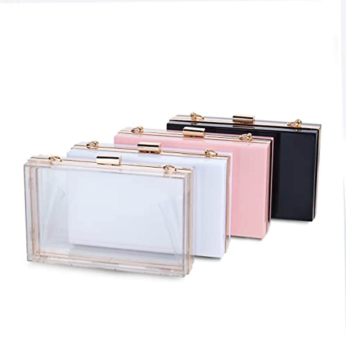 Personalized Acrylic Bag, Women Clutch Purse, Shoulder Handbag, Gifts for Birthday Party, Wedding and Anniversary (Transparent), Gold