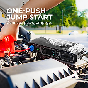 Halo Automotive Bolt Air 58830 mWh Portable Emergency Power Kit with Tire Pump, 4 Interchangeable Nozzles, Extra Accessory Kit, Car Jump Starter, and Charger - Blue Graphite