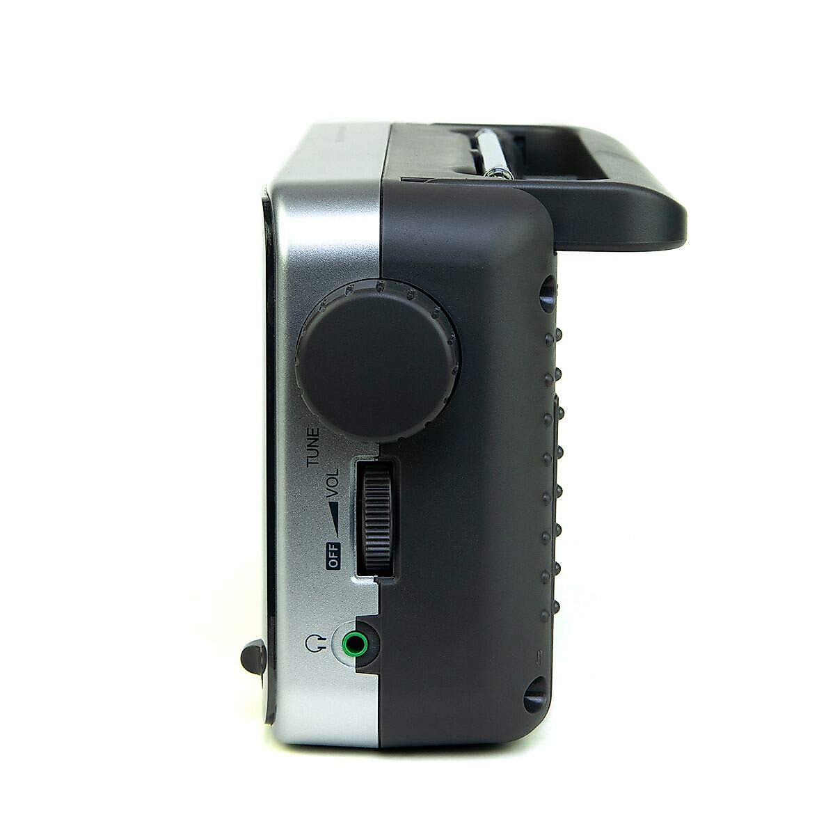 HDi Audio Home Vintage Portable AM/FM Desktop Radio, Battery Operated, Or AC Power, | Headphone Jack | Big Speaker | Large Operated Analog Radio (Silver)