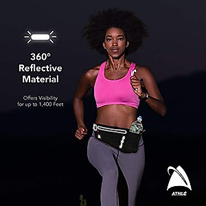 Athle Sport Running Fanny Pack with Water Bottle Holder - Adjustable Running Belt With Water Bottle Holder and Pouch - One Size Fits All Travel Fanny Pack - Fit all phones - Black