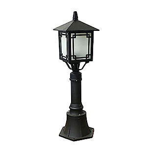 Outdoor Post Light Waterproof IP55 Pillar Lamp Black Column Lamp Chinese Street Light Aluminum Alloy Stigma Light Villa Garden Pathway Light, 22.5cm×73cm