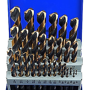 MaxTool 29 Pieces Drill Set 29PCs/29-Piece Twist Drill Bit Set High Speed Steel M2 Fully Ground 1/16“ to 1/2”x64th Fractional; JBS02H10R029P