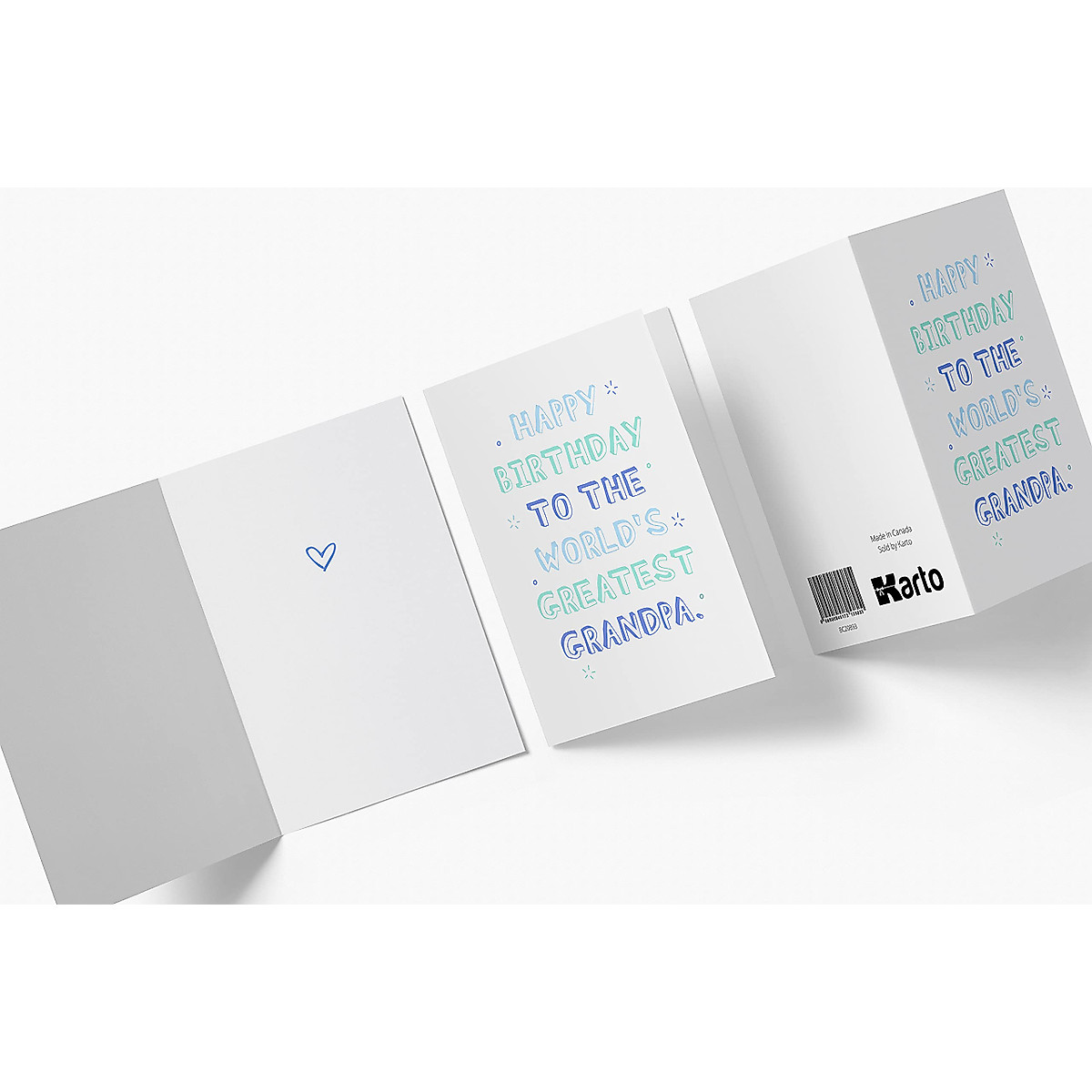 Karto Greeting Card - Large Funny Birthday Card for Grandpa, 8.5 x 5.5 inches, Includes Red Envelope - Greatest Grandfather