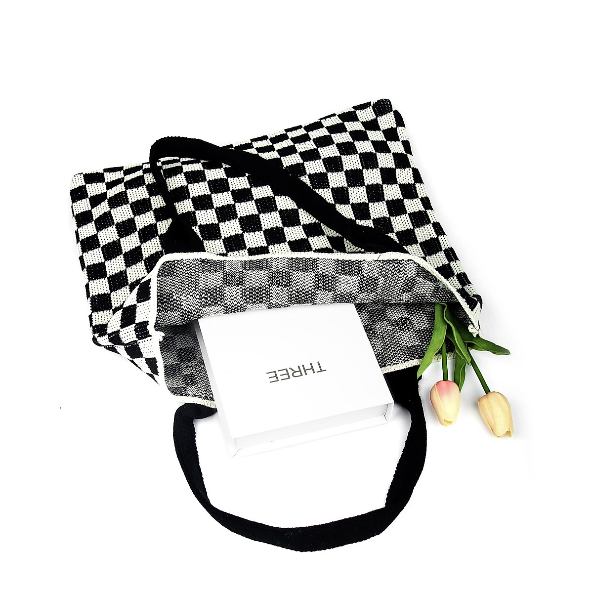 Stizimn Crochet Bags for Women Summer Beach Tote Bag Large Capacity Shoulder Bag Aesthetic Hobo Bag Knit Bag Hippie Bag (Black-C)