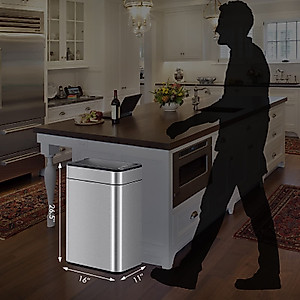 ELPHECO Kitchen Trash Can 60 Liter / 16 Gallon Automatic Trash Can with Butterfly Lid, Motion Sensor Garbage Can for Kitchen, Office, Living Room, Outside, 3 AA Batteries (Excluded)