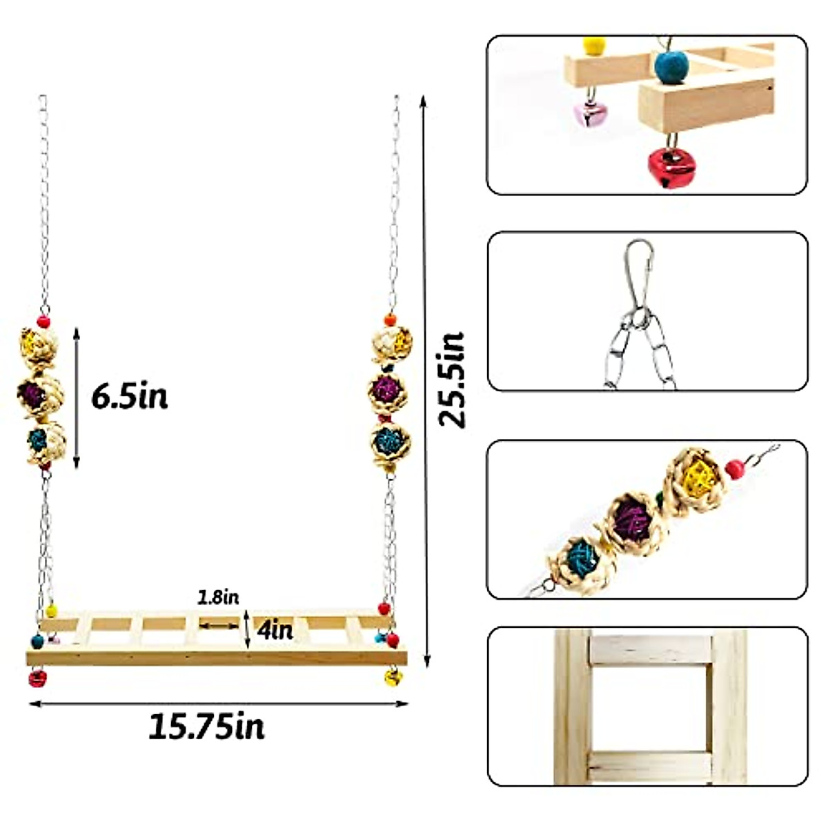 PINVNBY Chicken Toys Set Hens Xylophone Toy with 8 Metal Keys Chook Suspensible Wooden Swing Ladder Chick Veggies Skewer Fruit Holder Hanging Feeder for Chicken Coop Accessories Supplies (Suit 2)