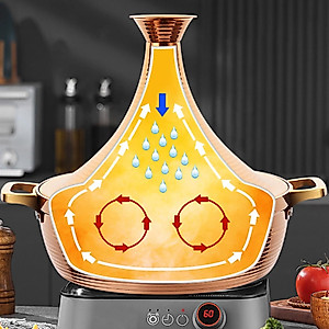 Generic moroccan tagine cooking pot,304 Stainless Steel Lid Anti-Scalding Handle High Temperature Resistance,for Cooking and Stew Casserole Slow Cooker,Gold,30cm