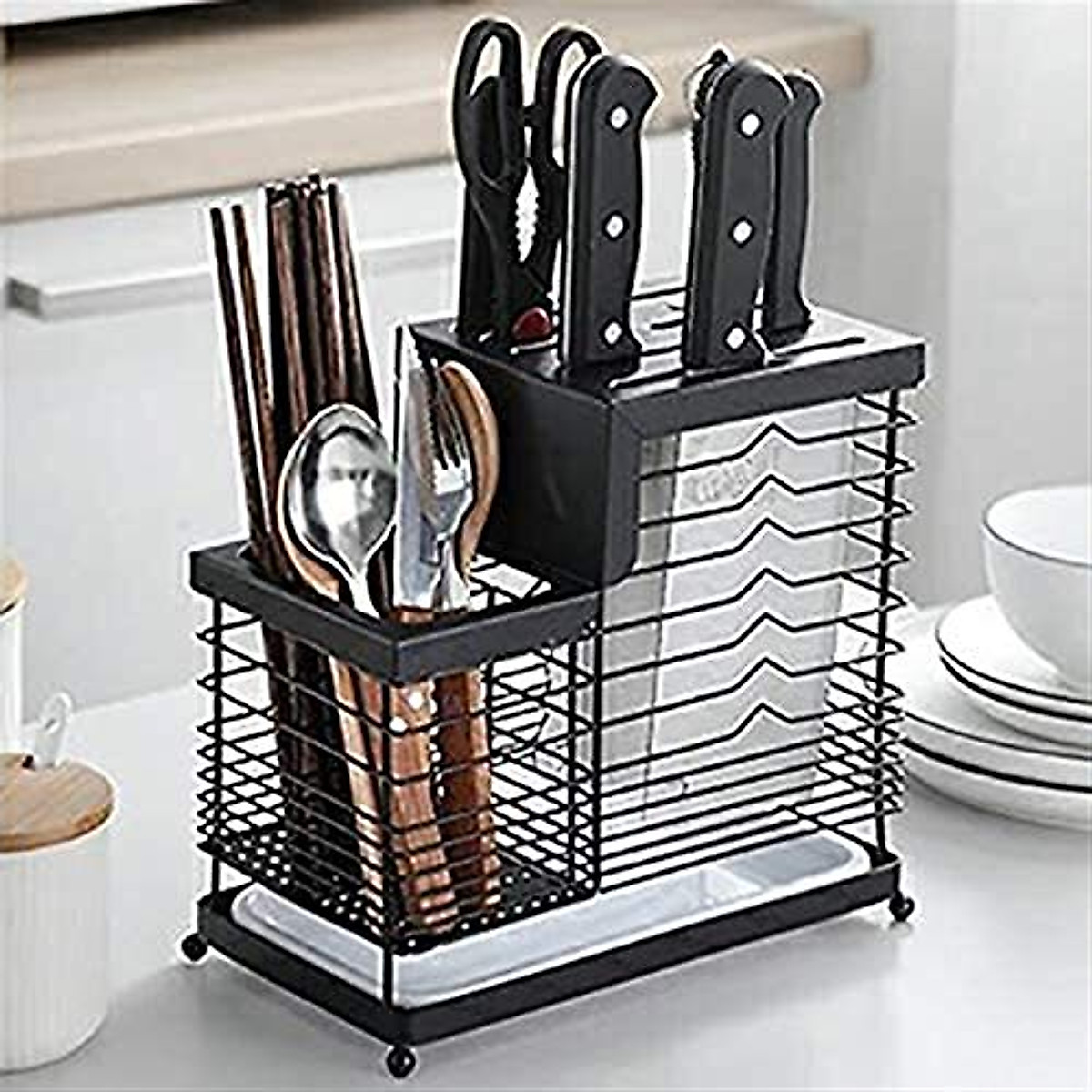 XJXJ Household Knife Holder Kitchen Shelf Tool Storage Rack Drain Tray Kitchen Appliances Chopsticks Box Wallmount kitchen knife sets