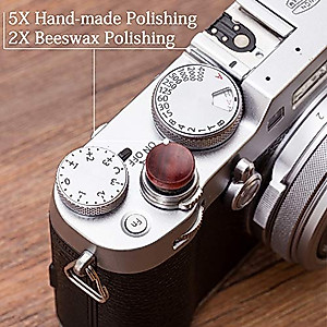 VKO Wood Soft Shutter Release Button Compatible with Fujifilm X-T30 X-T3 X100F X-T20 X-PRO2 X-E2S X20 X30 X100T X100S X-E2 X-E3 XPRO-1 SXT-2 X-T10 Camera 12mm Concave Surface Red(Wood Grain Random)