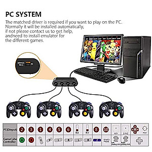 Gamecube Adapter for Nintendo Switch Gamecube Controller Adapter and WII U and PC, Super Smash Bros Gamecube Controller Adapter. Support Turbo and Vibration Features with 180cm Long Cable