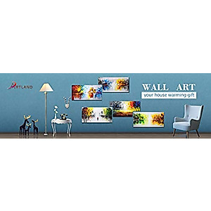 ARTLAND Framed Cityscape Modern Oil Painting on Canvas Contemporary Abstract Building Artwork Stretched Wall Art Décor for Living Room Home Decoration 24x48 inches