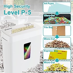Woolsche Paper Shredder, P-5 Security Level, 6-Sheet Micro Cut with 3.43-Gallon Basket, Durable & Fast with Jam Proof System, Paper Shredder for Home Office (ETL)