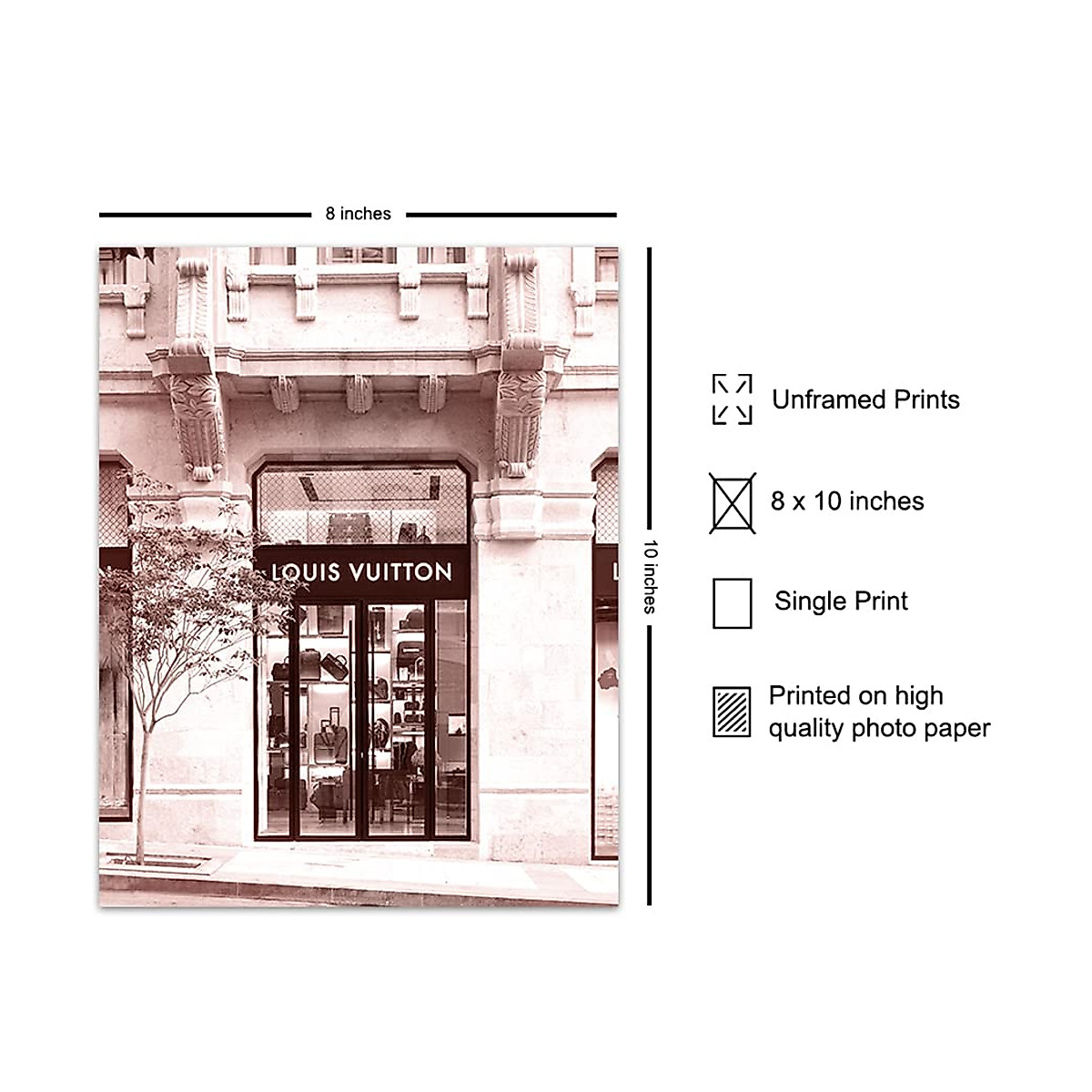 Fashion design Storefront Wall Art & Decor - Luxury Haute couture Designer Photograph - Pink Living room decoration Bedroom Decor for Women - Yellowbird Art & Design Home Poster UNFRAMED 8x10