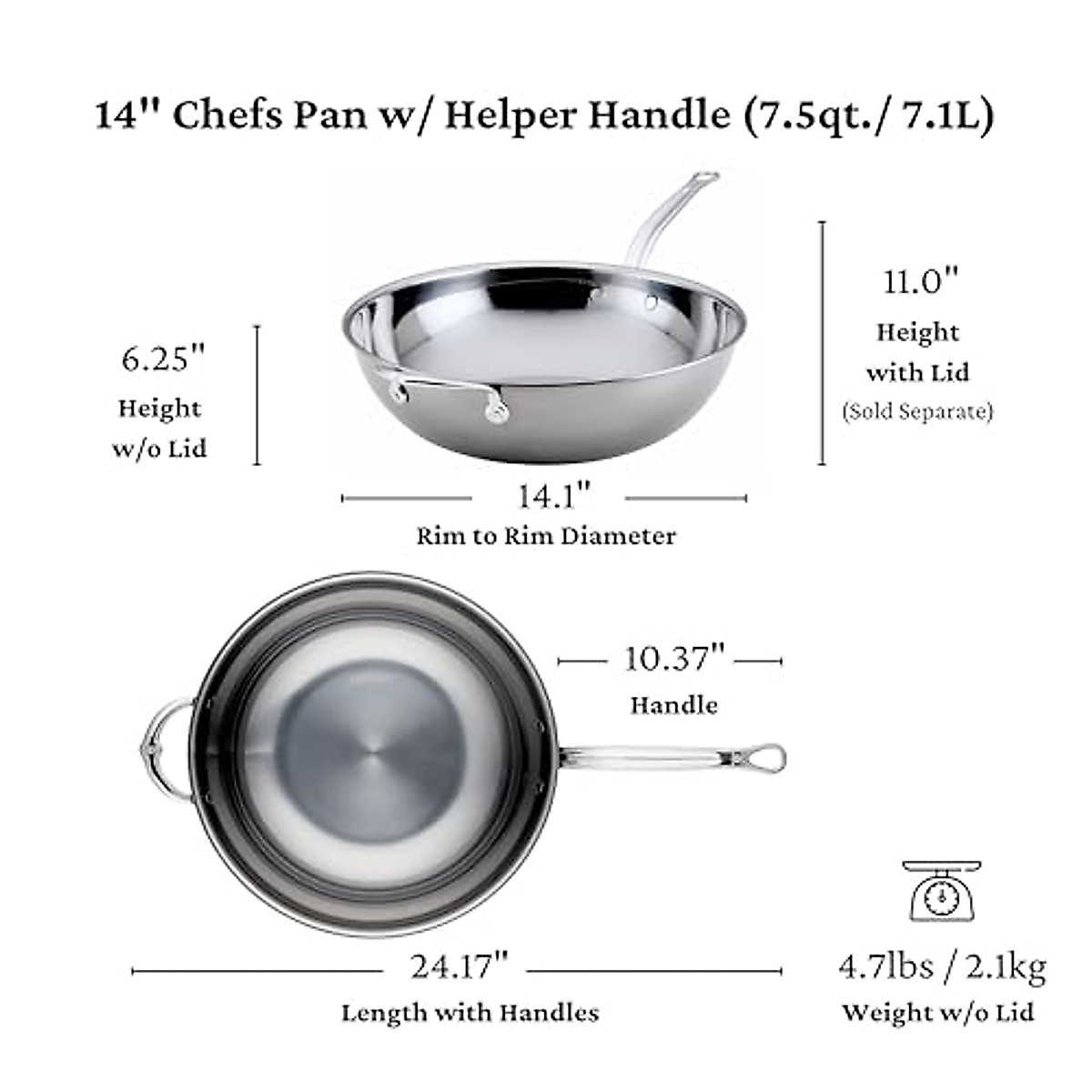Hestan - NanoBond Collection - Stainless Steel Chef's Pan, Induction Cooktop Compatible, 14-Inch