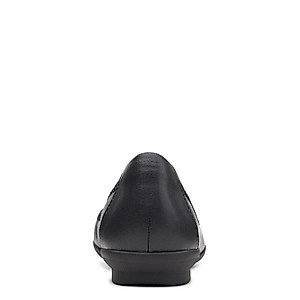 Clarks Women's Sara Bay Ballet Flat, Black Leather, 8.5