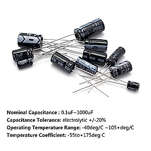 YIWANSON 500 Pcs Capacitor Kit, Aluminum Radial Electrolytic Components, 24 Value Range 0.1uF - 1000uF 10v/16v/25v/50v Capacitors Assortment Kit for Repair TV, LCD Monitor, Radio, Car Audio