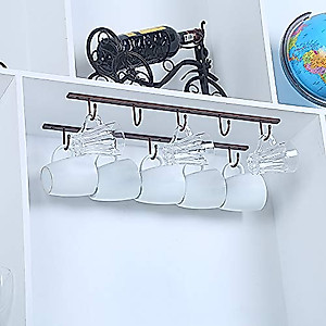 TANGGU Coffee Mug Holder Under Cabinet,Iron Hanging Mug Rack Under Shelf,Coffee Cup Holders,Metal Mug Cup Hook Cabinet Hook,Wine Glasses Holder(2Pcs Bronze)